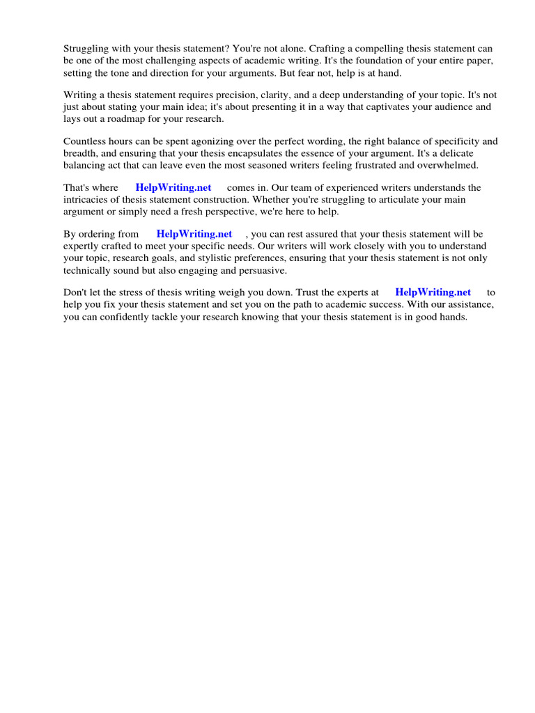 Fix My Thesis Statement | PDF | Essays | Thesis