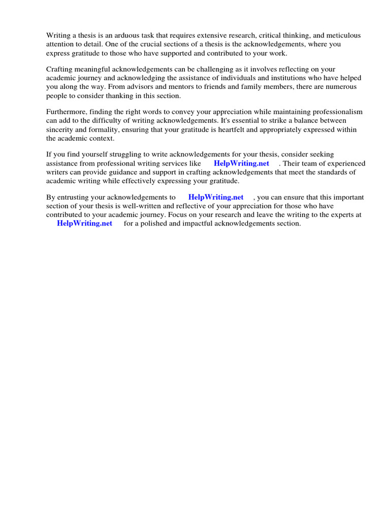 How to Write Acknowledgements for My Thesis | PDF