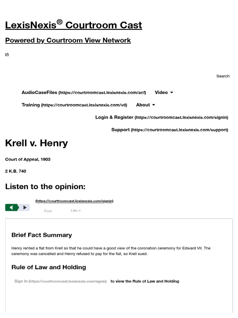 Video of Krell v. Henry - LexisNexis Courtroom Cast | PDF | Judgment ...