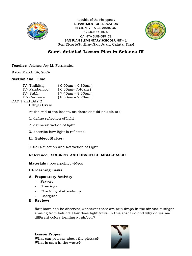 Q3W6 Science | Download Free PDF | Reflection (Physics) | Mirror