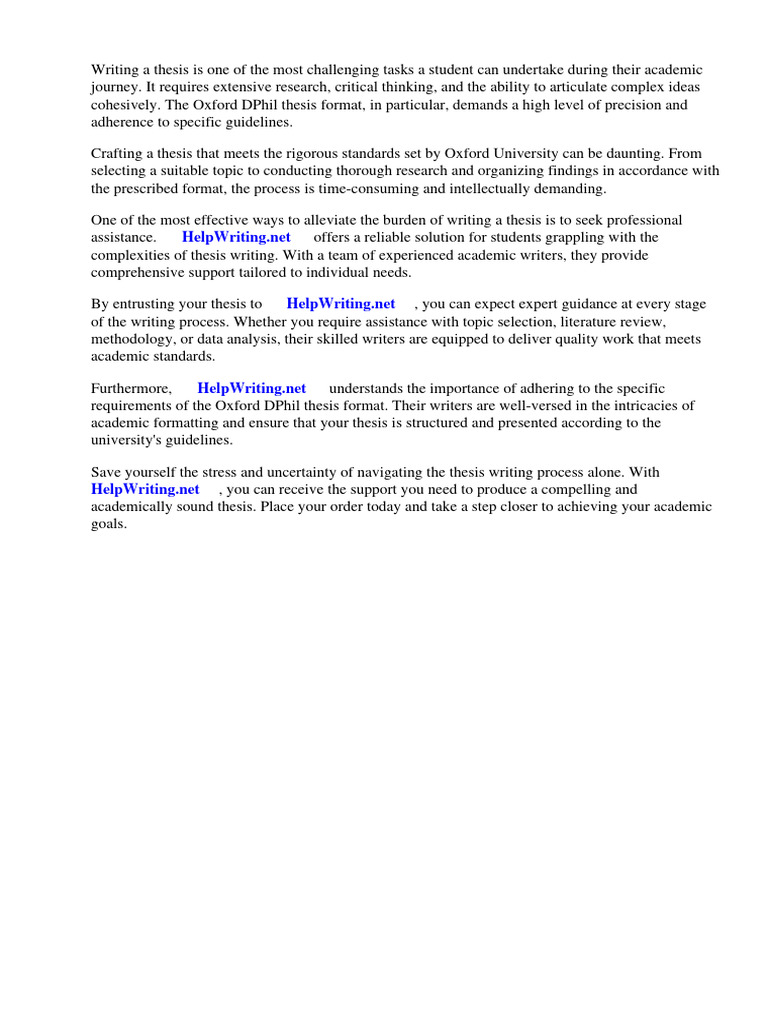 Oxford Dphil Thesis Format | PDF