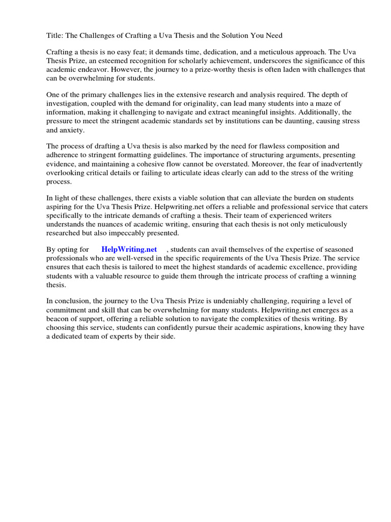 Uva Thesis Prize | PDF