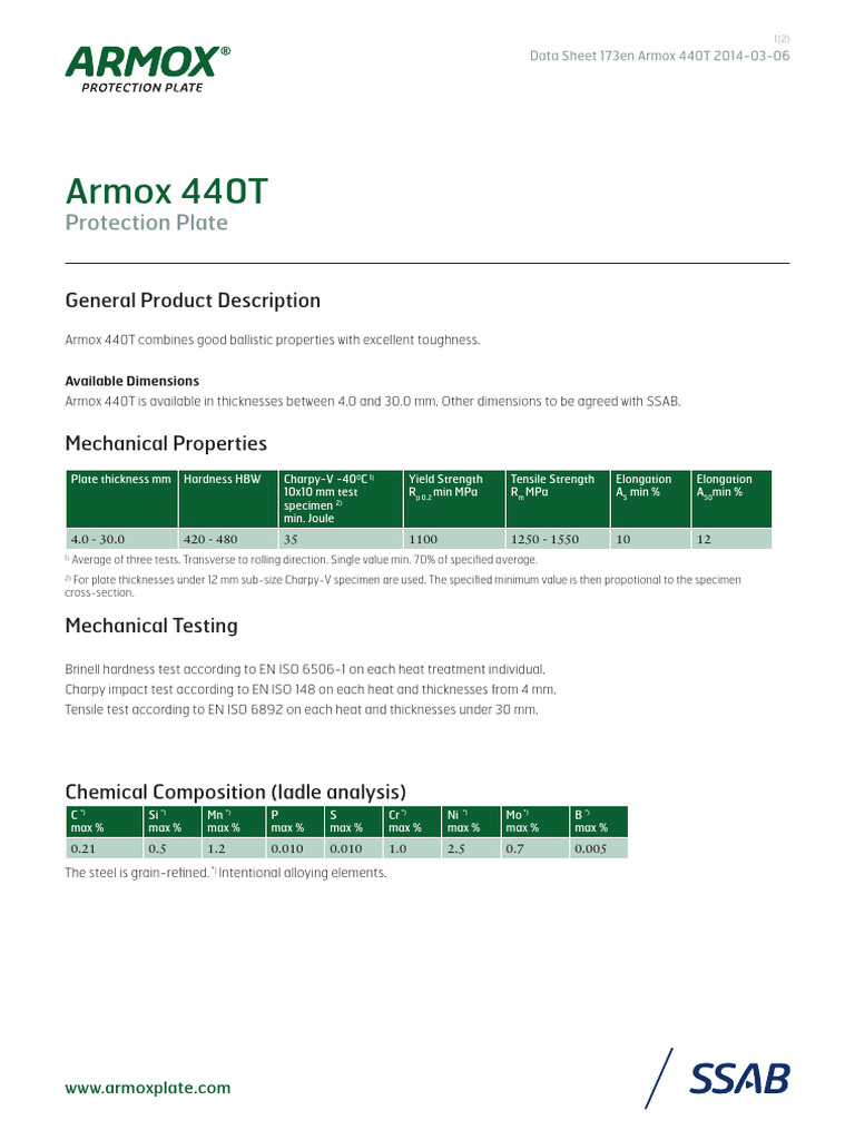 173 - ARMOX - 440T - UK - Data Sheet | PDF