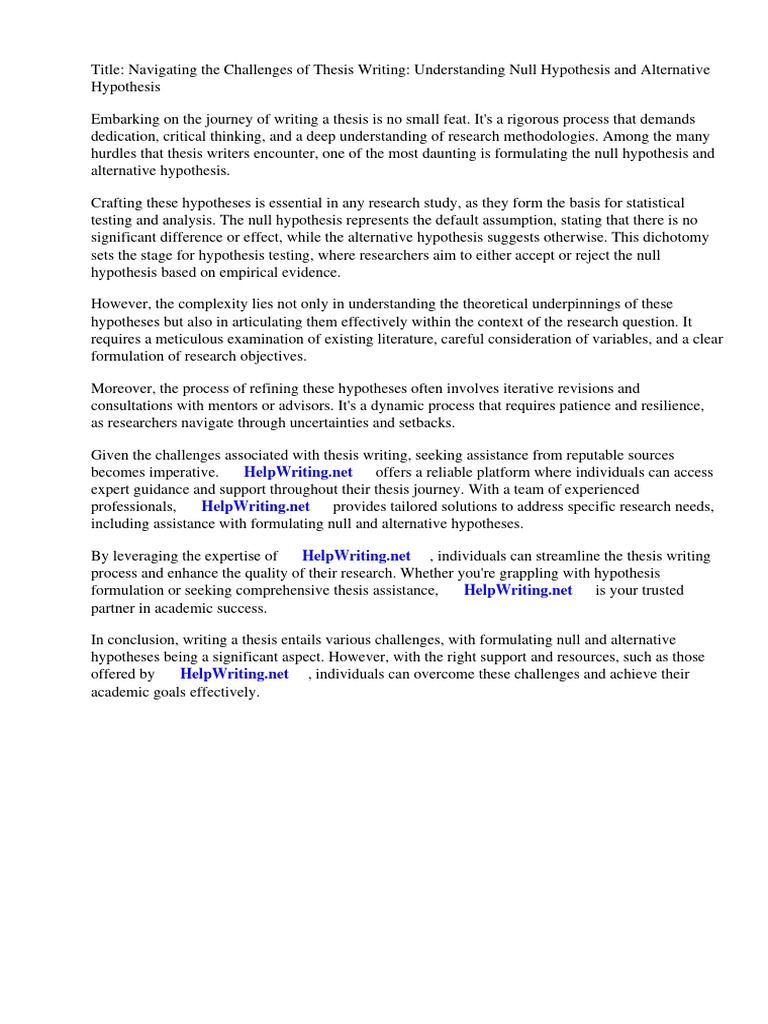 Null Hypothesis and Alternative Hypothesis | PDF