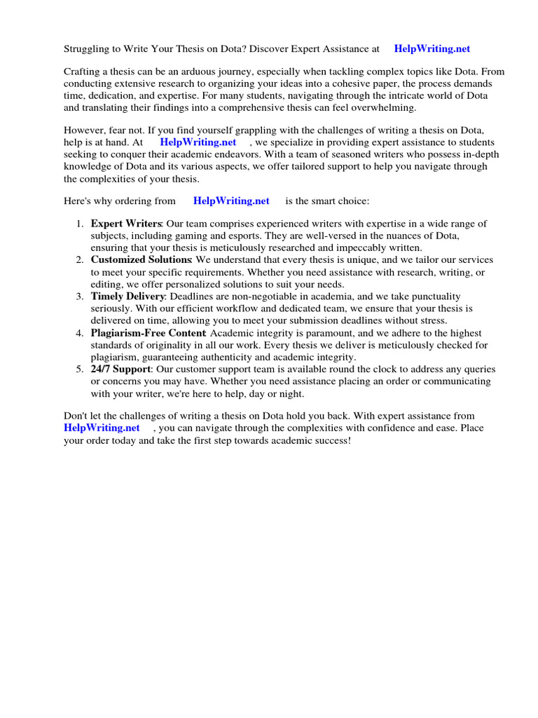 Expert Thesis Help for Dota Students | PDF