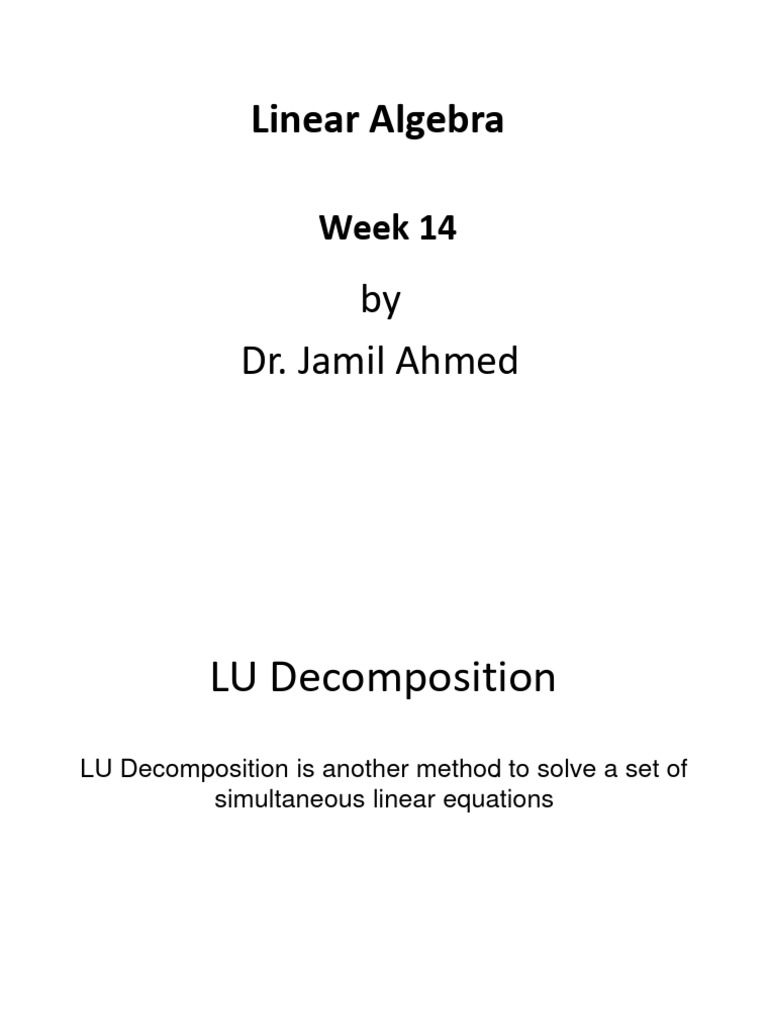 Linear Algebra-Week 14 | PDF