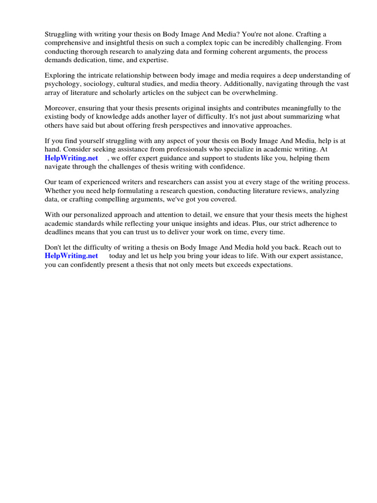 Thesis Body Image and Media | PDF | Multiprotocol Label Switching | Networking