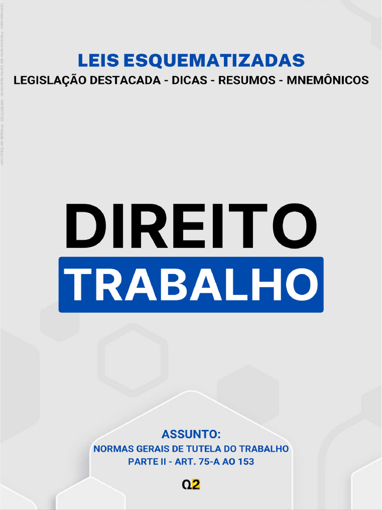 04 Normas Gerais de Tutela Do Trabalho Parte II Art 75 A Ao 153 ...