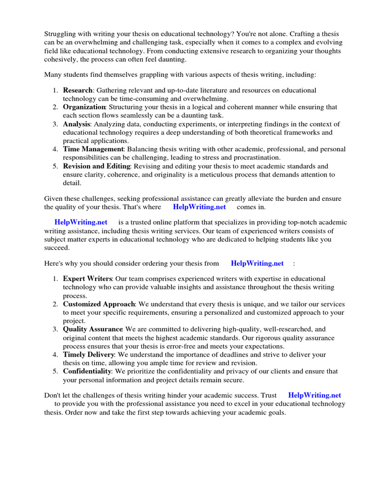 Thesis on Educational Technology | PDF | Thesis | Educational Technology