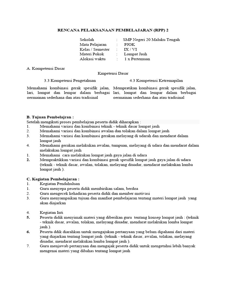 Rencana Pelaksanaan Pembelajaran | PDF