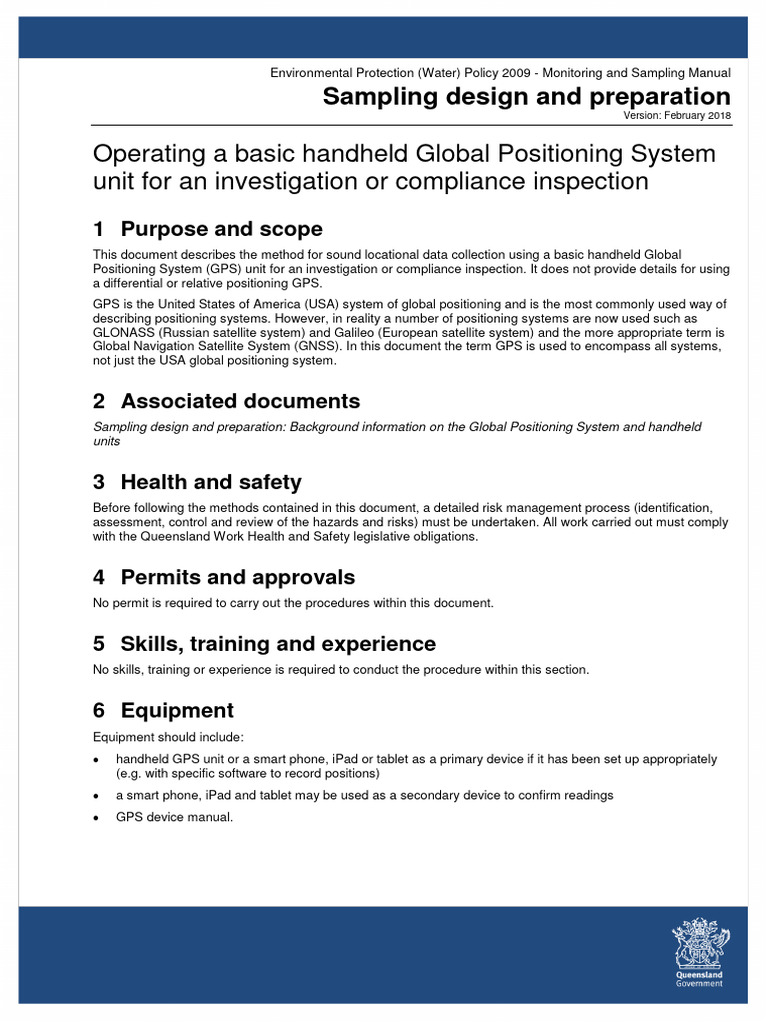Sampling Design Operating A Basic Handheld Gps Unit For An ...