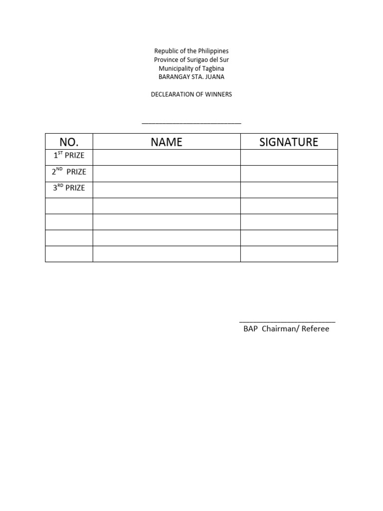 Declaration of Winners | PDF