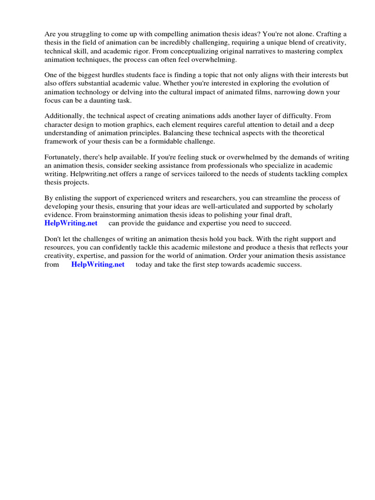 Animation Thesis Ideas Pdf