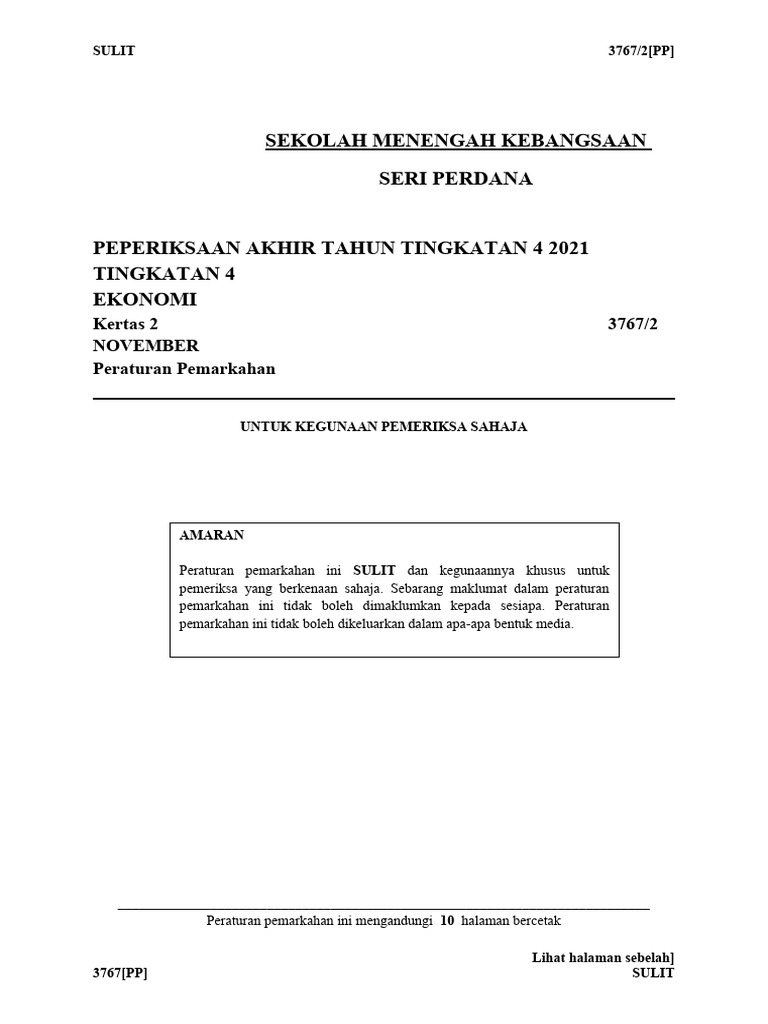 Ekonomi Kertas 2 Pat PP Form 4 | PDF