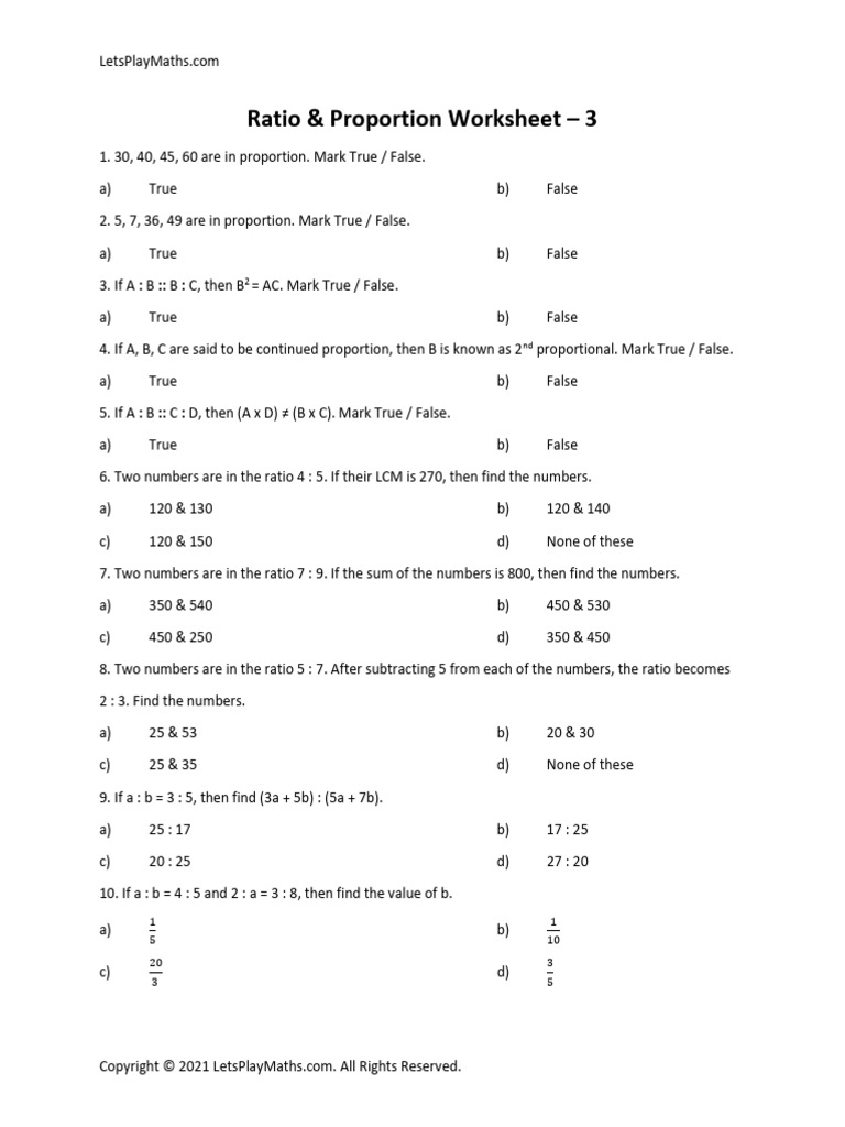 Ratio and Proportion Question-3 | PDF | All Rights Reserved | Quantity