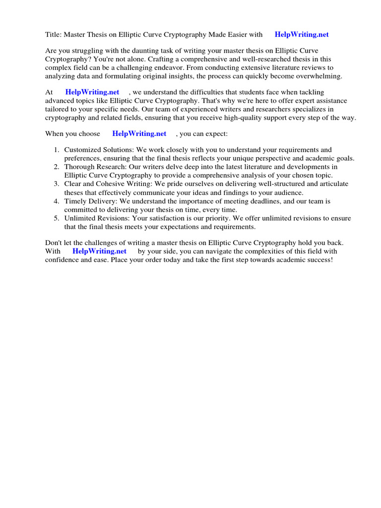 Master Thesis On Elliptic Curve Cryptography | PDF | Cryptography | Encryption