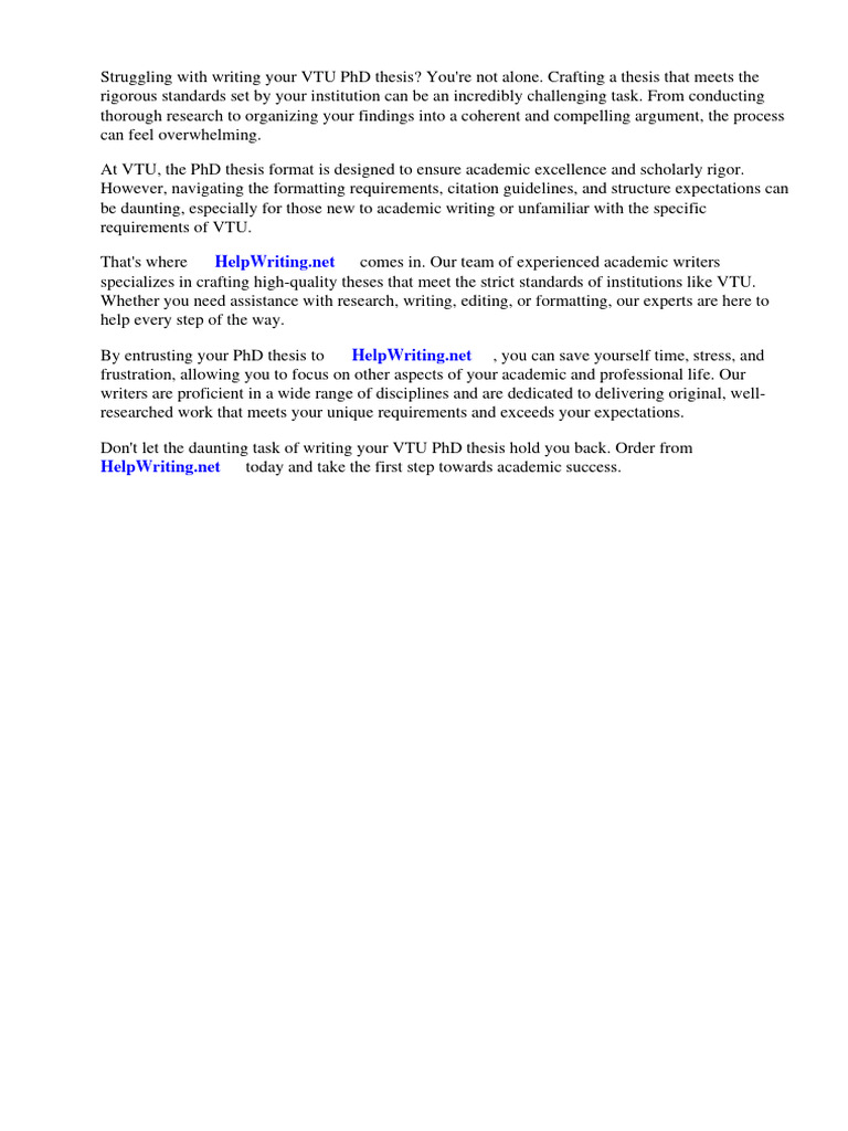 Vtu PHD Thesis Format | PDF