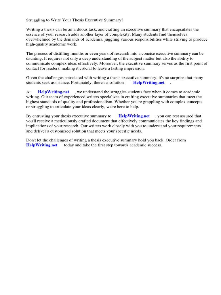 Executive Summary of Thesis Sample | PDF | Information | Risk