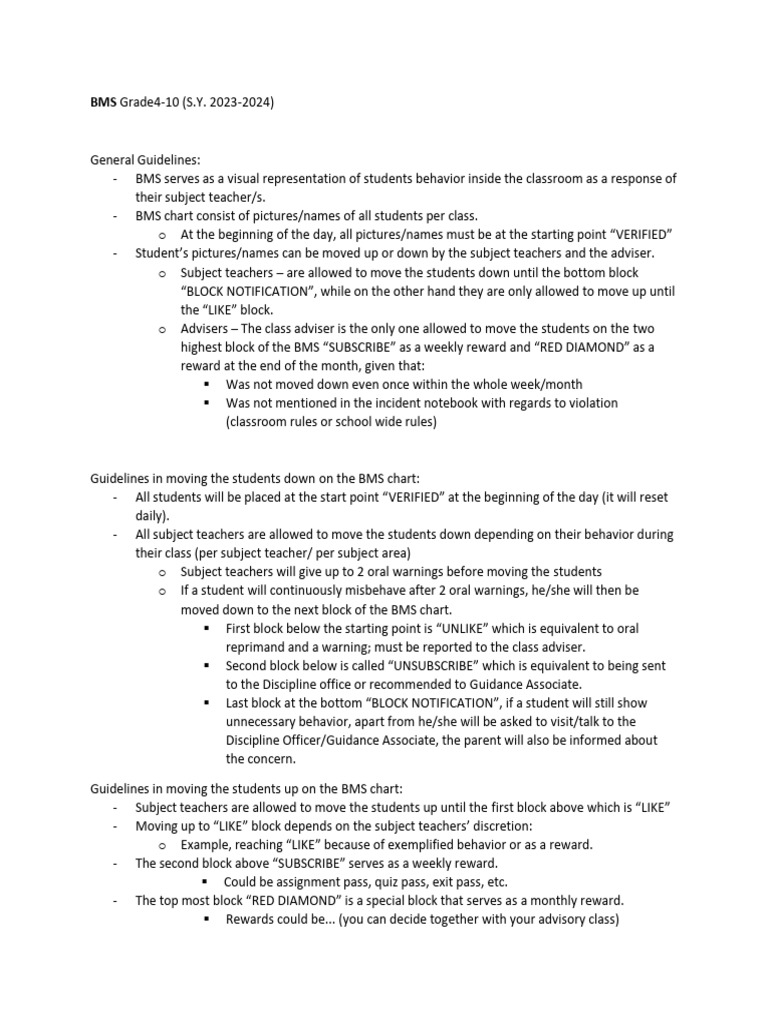 BMS Guidelines | PDF