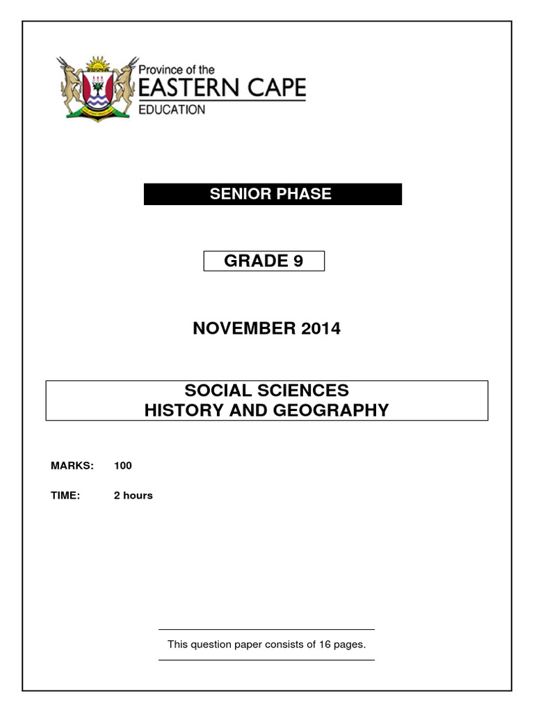 Social Sciences GR9 Question Paper NOV 2014 | PDF