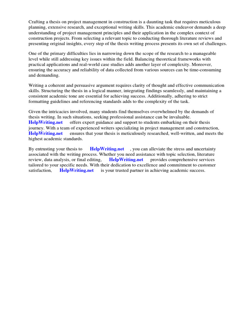 Thesis Project Management Construction | PDF | Project Management ...