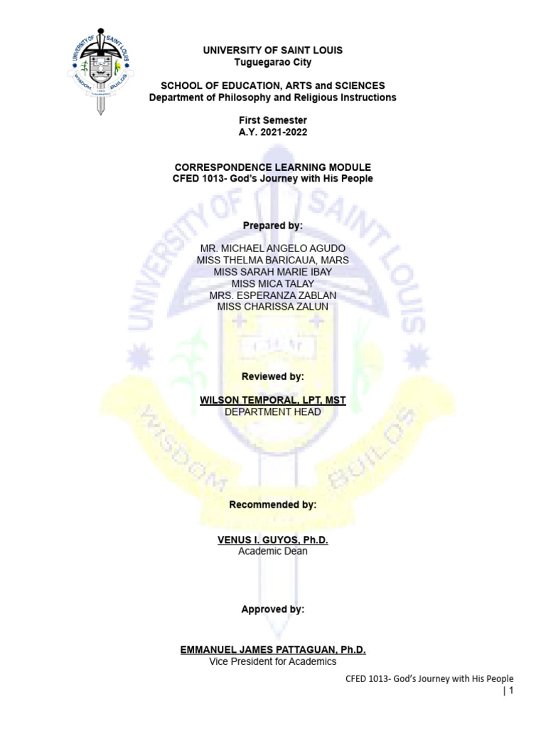 Cfed 1 Week 15 16 Module 2 | PDF | Jesus | Gospel Of Mark