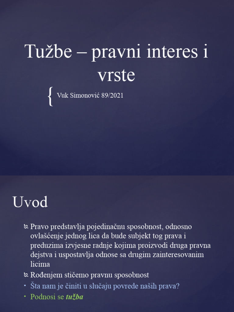 Tužbe – Pravni Interes i Vrste | PDF