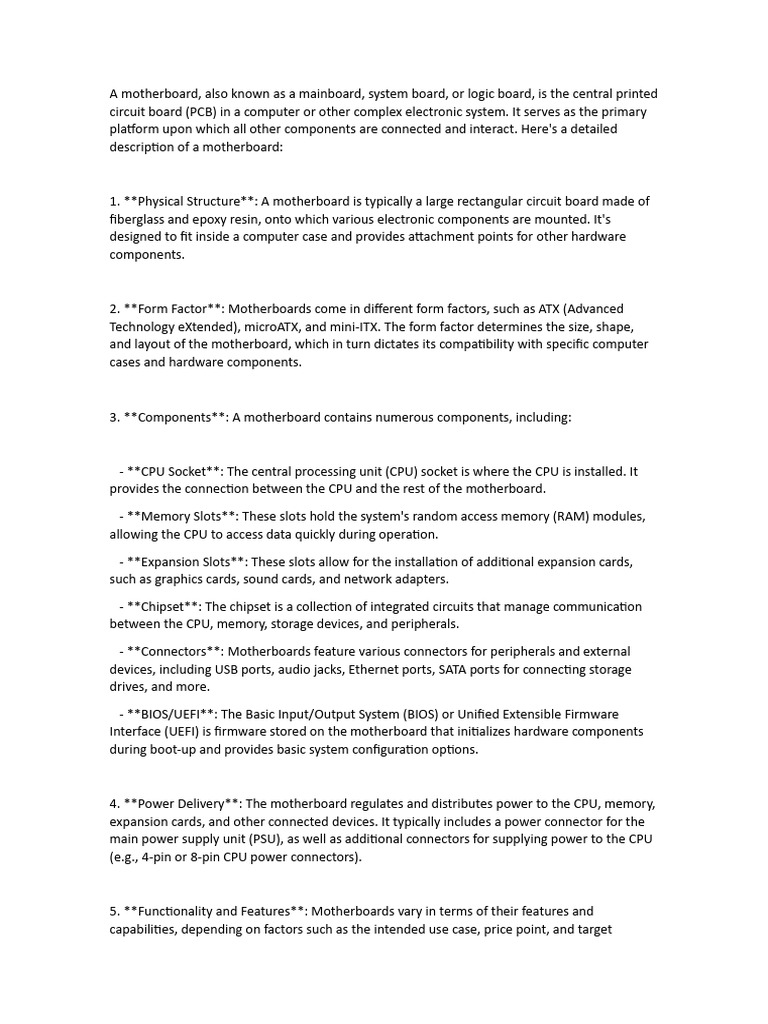 A Motherboard in | PDF | Personal Computers | Computer Engineering