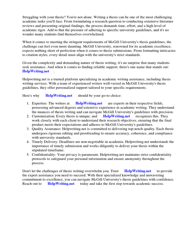 Mcgill University Thesis Guidelines | PDF | Thesis