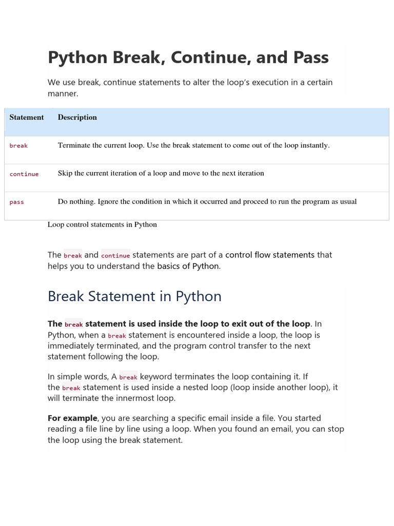 Python Break | PDF | Control Flow | Computer Science