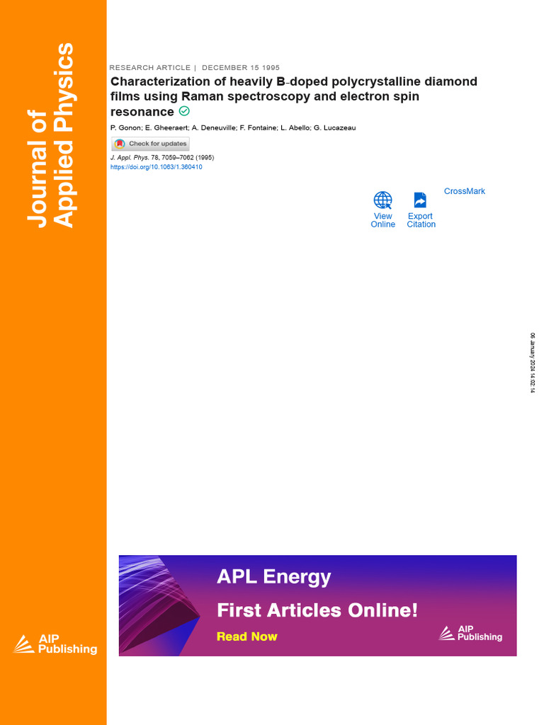 1995 - J. Appl. Phys. - Characterization of Heavily B-Doped Polycrystalline Diamond Films Using ...
