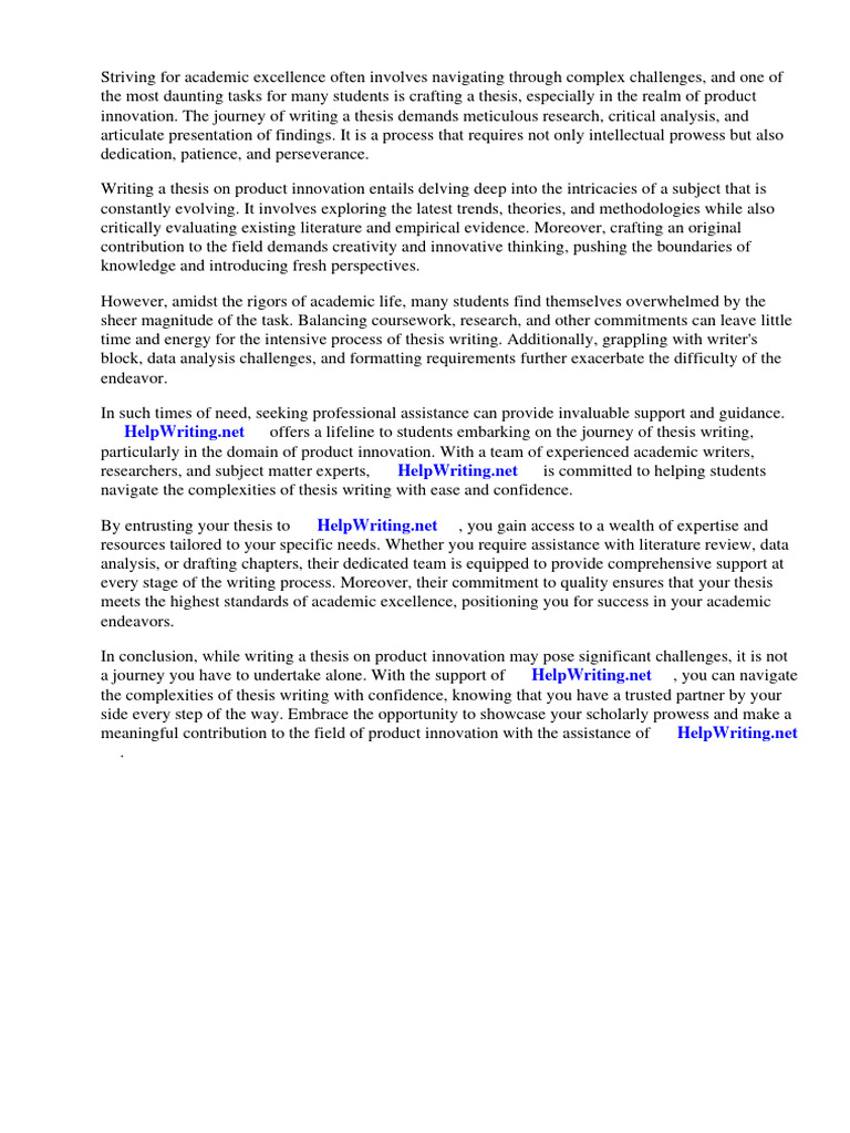 Thesis Product Innovation | PDF | Innovation | Thesis