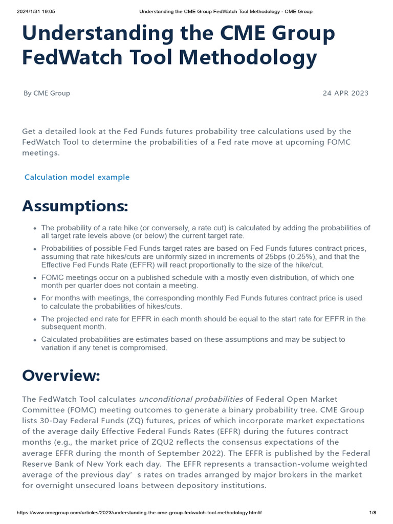Understanding The CME Group FedWatch Tool Methodology - CME Group | PDF