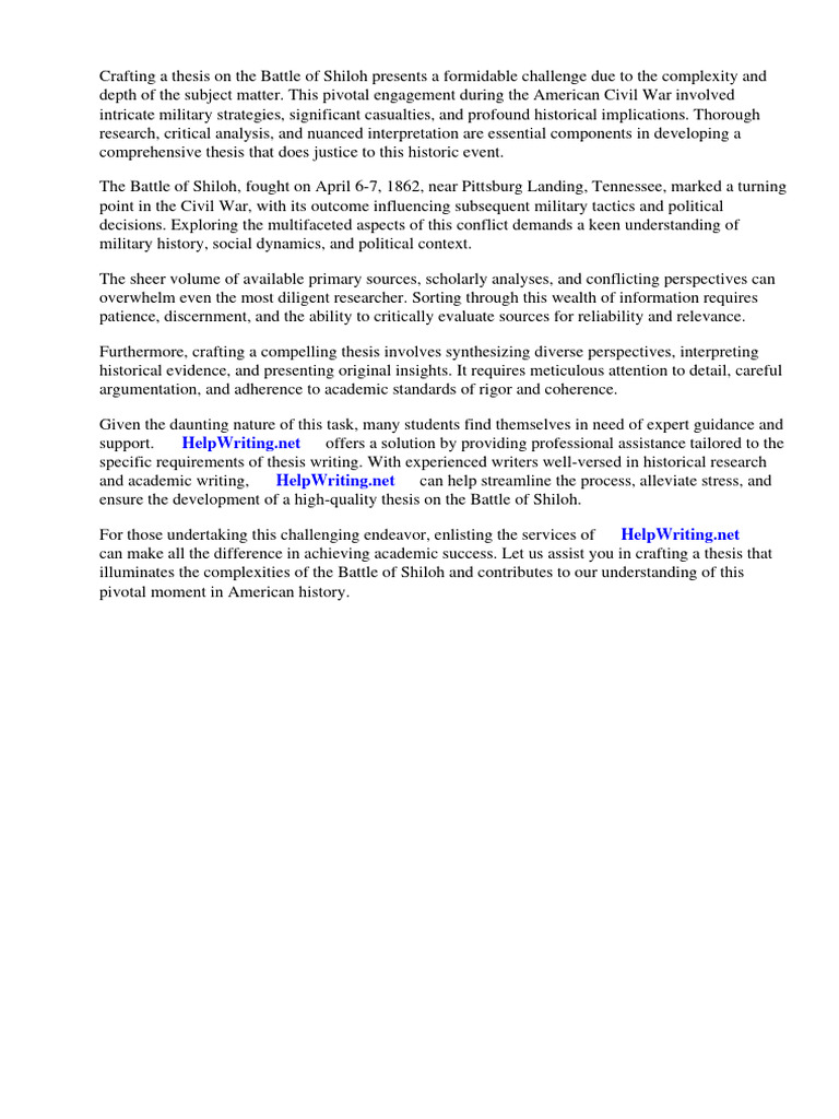 Battle of Shiloh Thesis Statement | PDF