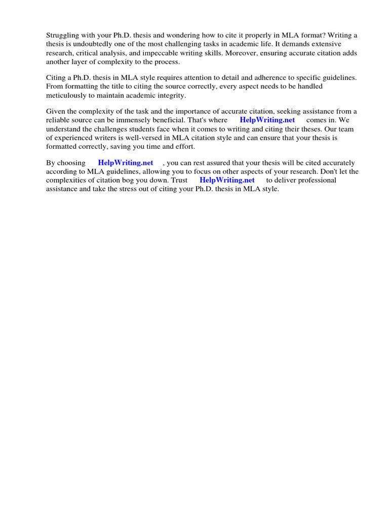 How To Cite PHD Thesis Mla | PDF | Career & Growth