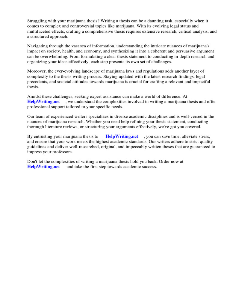Marijuana Thesis Outline | PDF | Cannabis (Drug) | Medical Cannabis