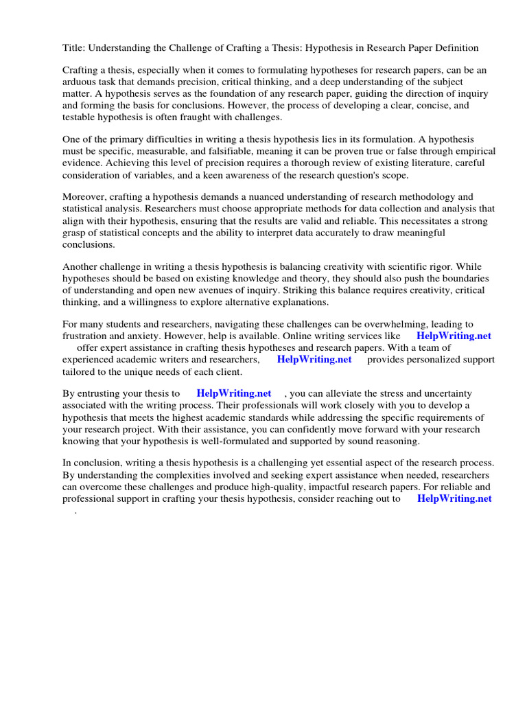 Thesis Hypothesis Crafting Guide | PDF | Hypothesis | Scientific Method