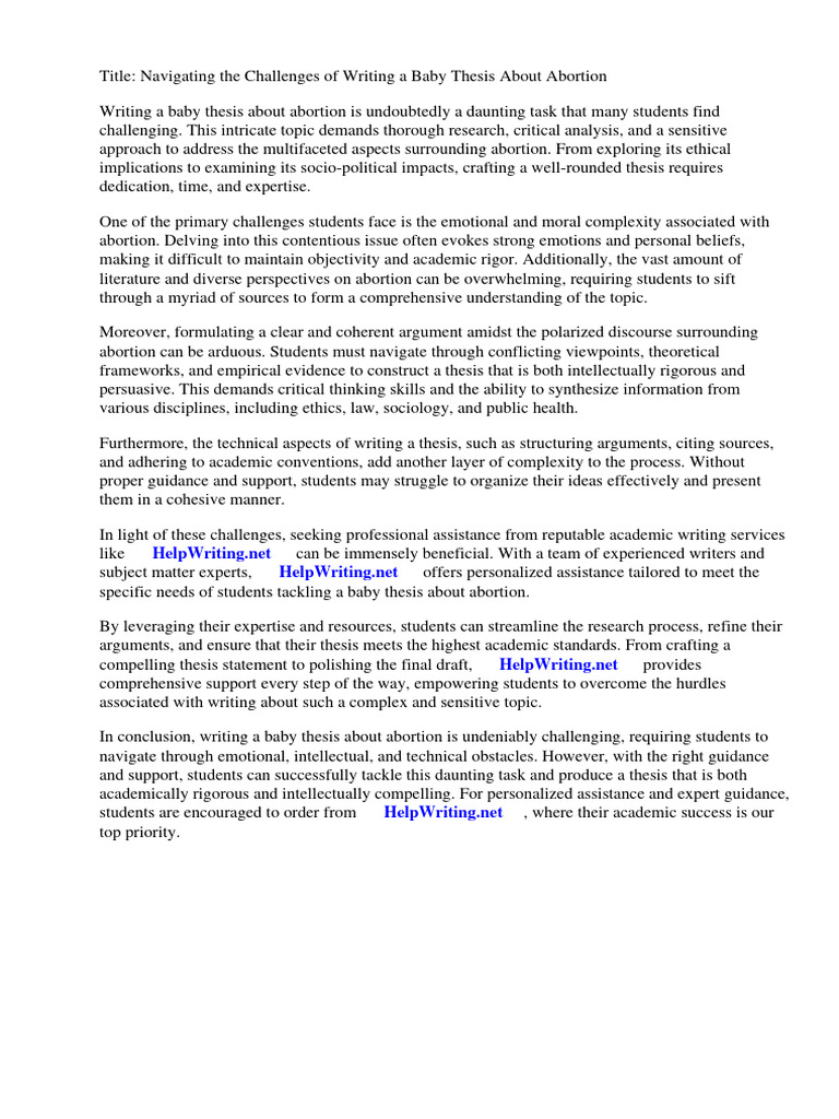 Baby Thesis About Abortion | PDF | Social Science