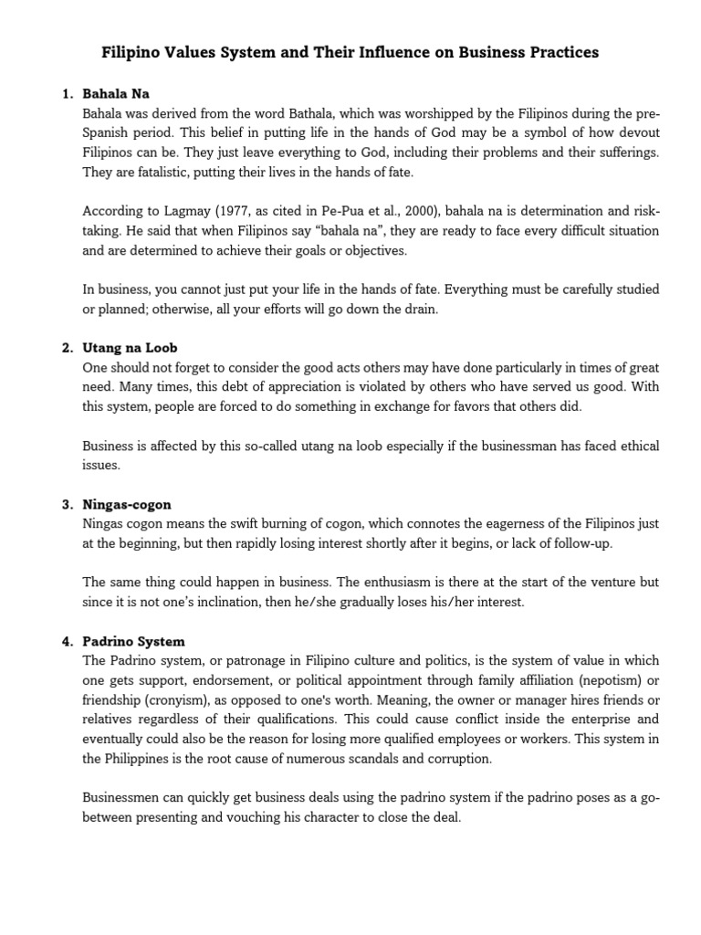 Filipino Values in Business Practices | PDF