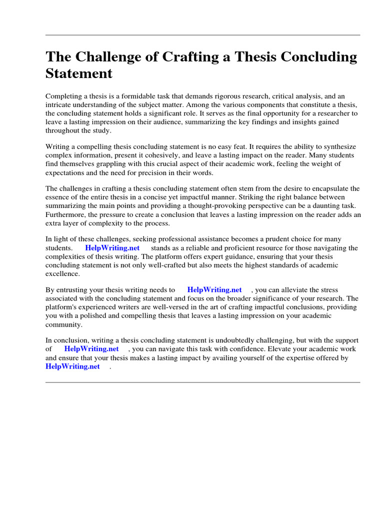 Thesis Concluding Statement | PDF | Essays | Fairy Tales