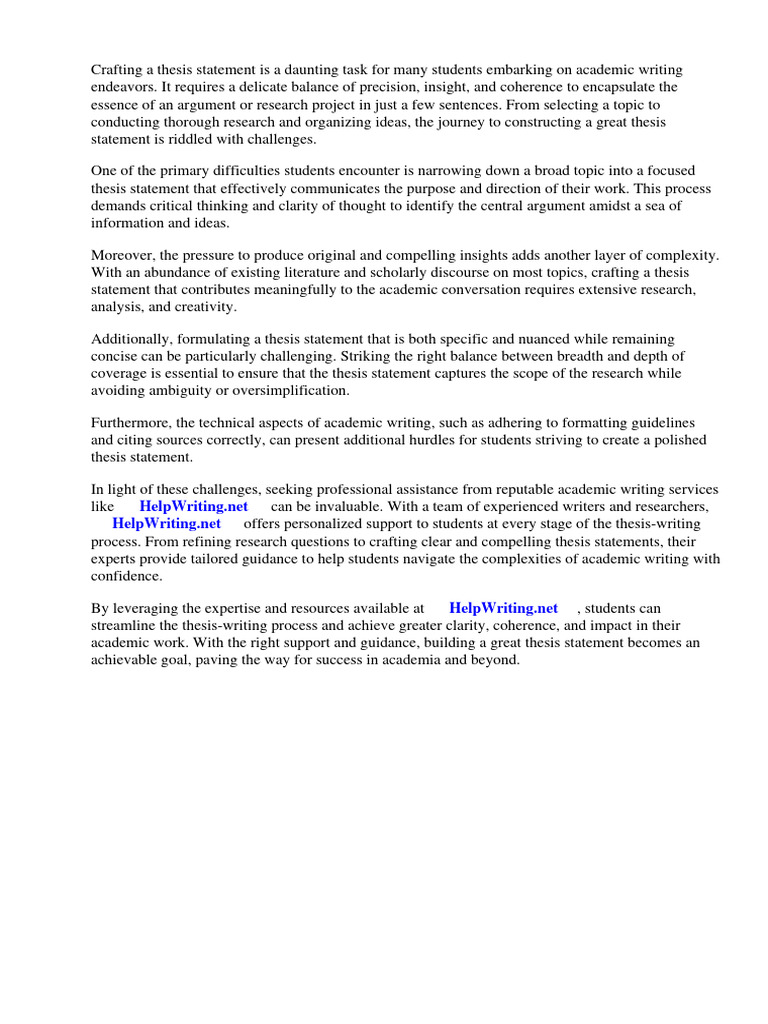 How To Build A Great Thesis Statement | PDF | Essays | Thesis