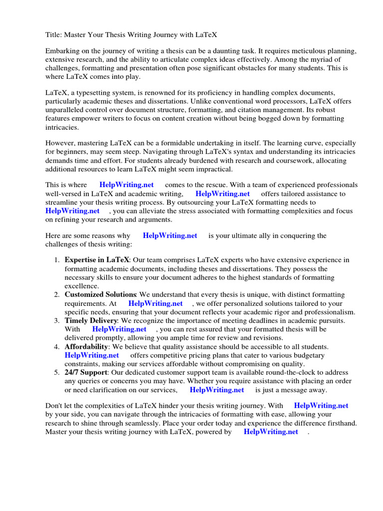 Latex For Writing Thesis | PDF