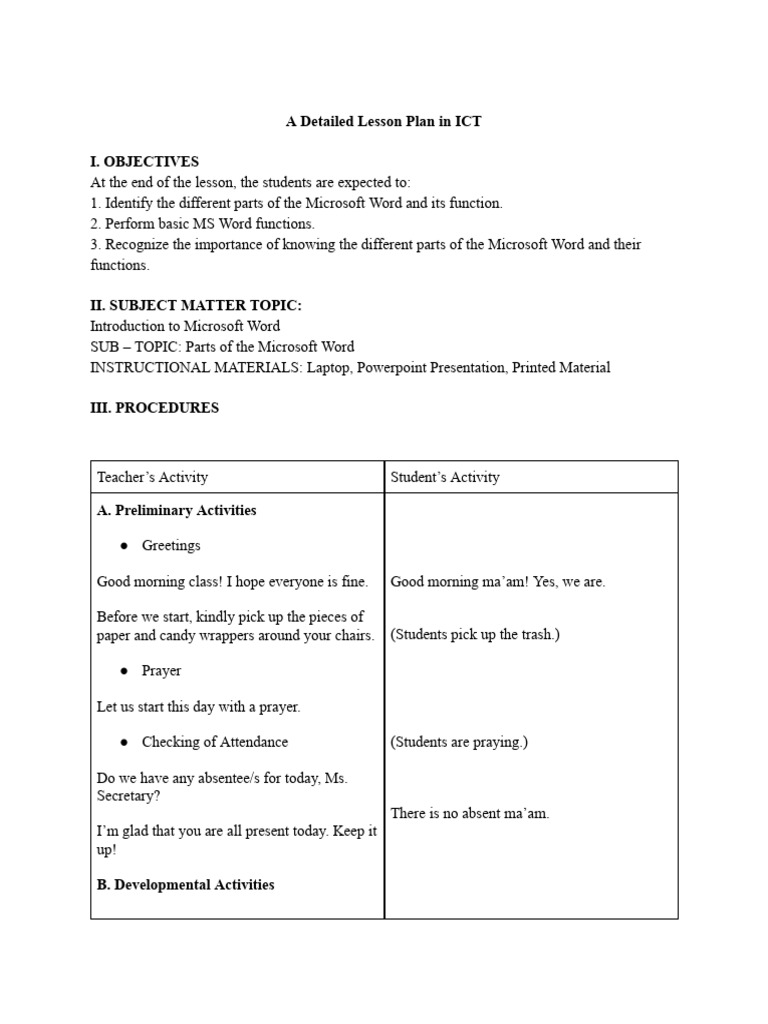 Lesson Plan Msword | PDF | Window (Computing) | Cursor (User Interface)
