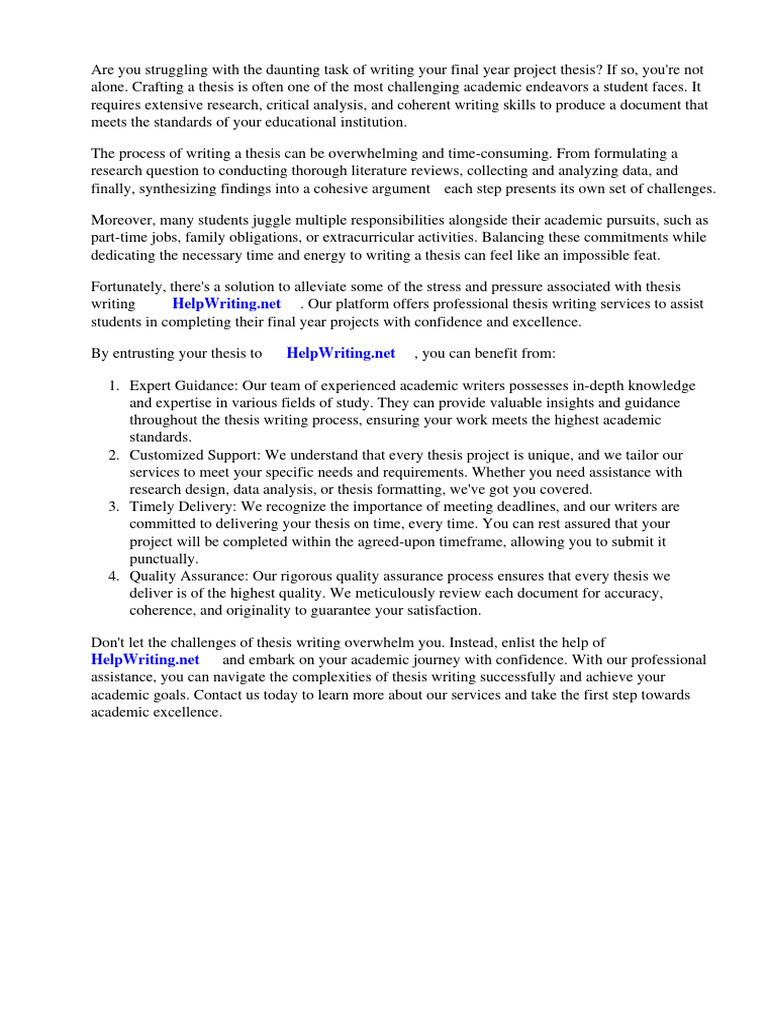 Final Year Project Thesis Download | PDF