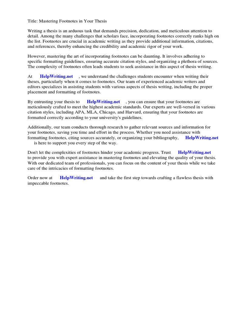 How To Put Footnotes in Thesis | PDF
