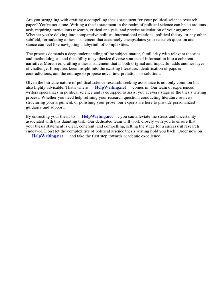 Political Science Thesis Statements | PDF | Political Science | Science