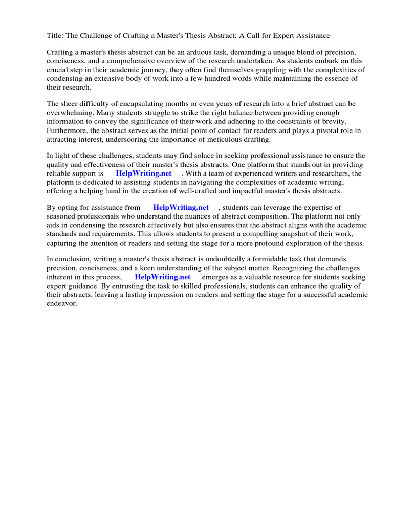 Sample Ma Thesis Abstract | PDF | Thesis | Abstract (Summary)