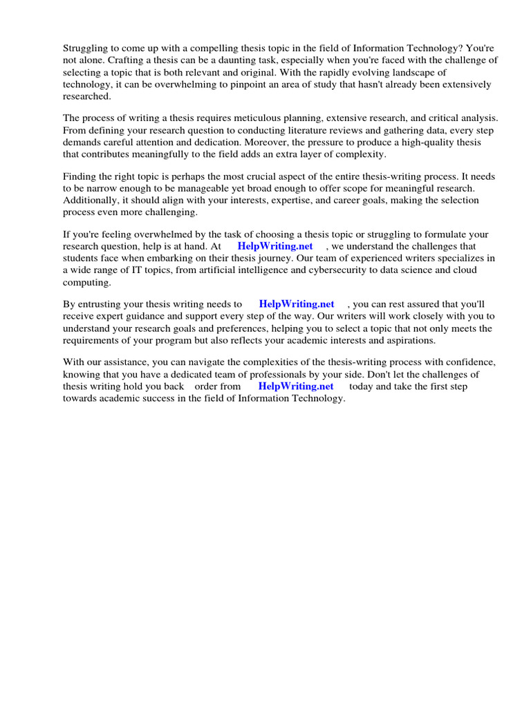 Thesis Topics of Information Technology | PDF | Thesis | Information