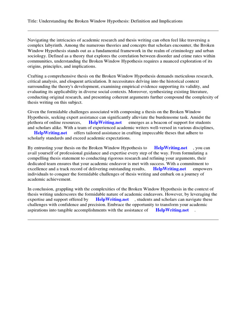 Broken Window Hypothesis Definition | PDF | Criminology | Crime & Violence