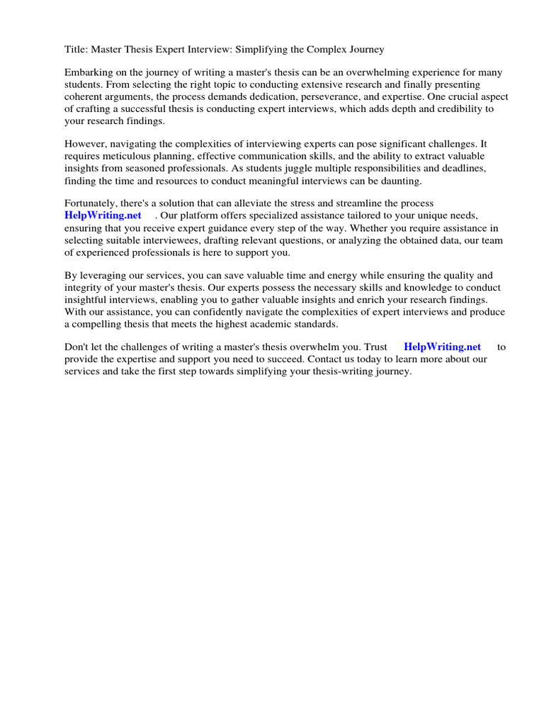 Master Thesis Expert Interview | PDF